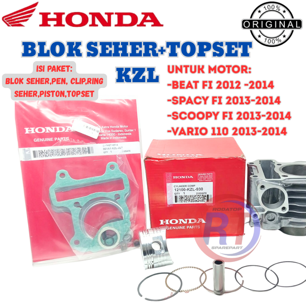 Jual BLOK SEHER+TOP SET KODE KZL HONDA ORIGINAL 100% UNTUK MOTOR BEAT ...