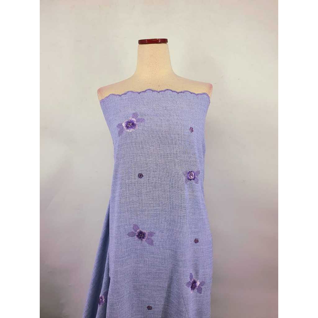 Jual Kain Linen Embroidery Motif Bunga Dahlia Lavender ( Pronto Moda ...