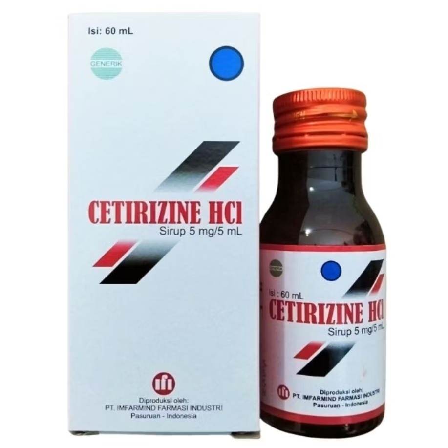 Jual CETIRIZINE HCl Sirup 5mg /5ml (60ml) - IFI /IMFARMIND | Shopee ...