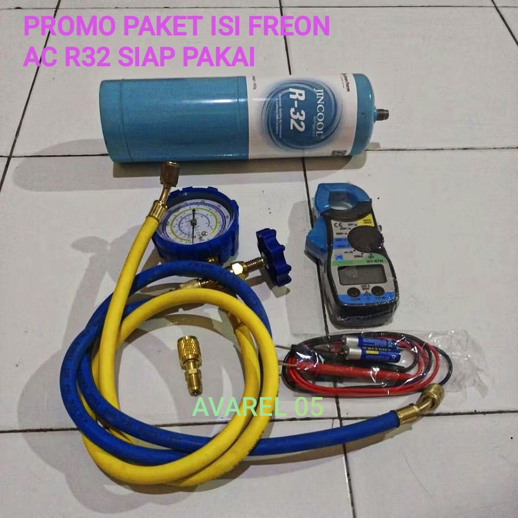 Jual PAKET ISI GAS PREON R 32 AC + TANG AMPERE PAKAI MANIFOLD SINGGEL ...