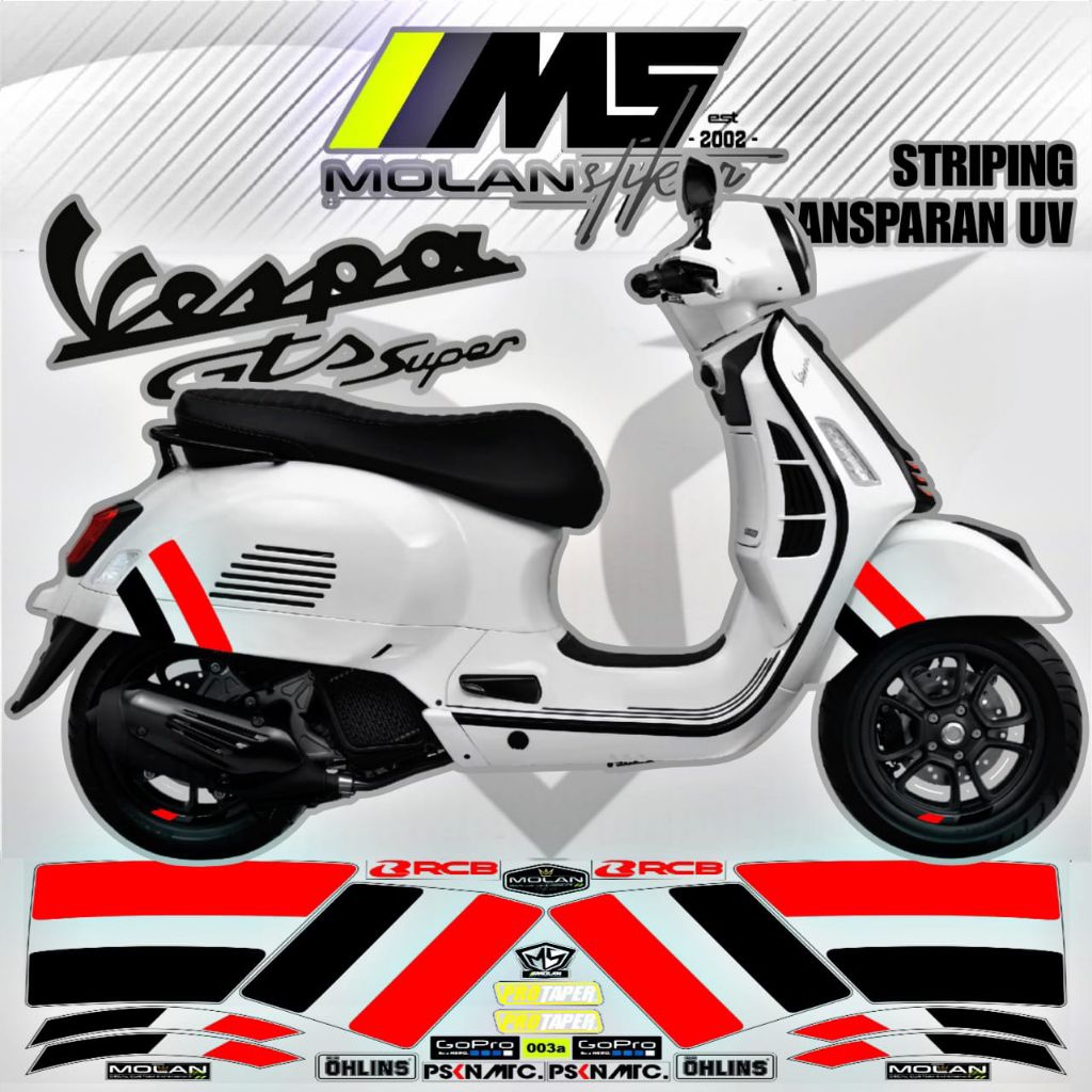 Jual Decal Sticker Striping Variasi Transparan Uv Vespa GTS 150 Super ...