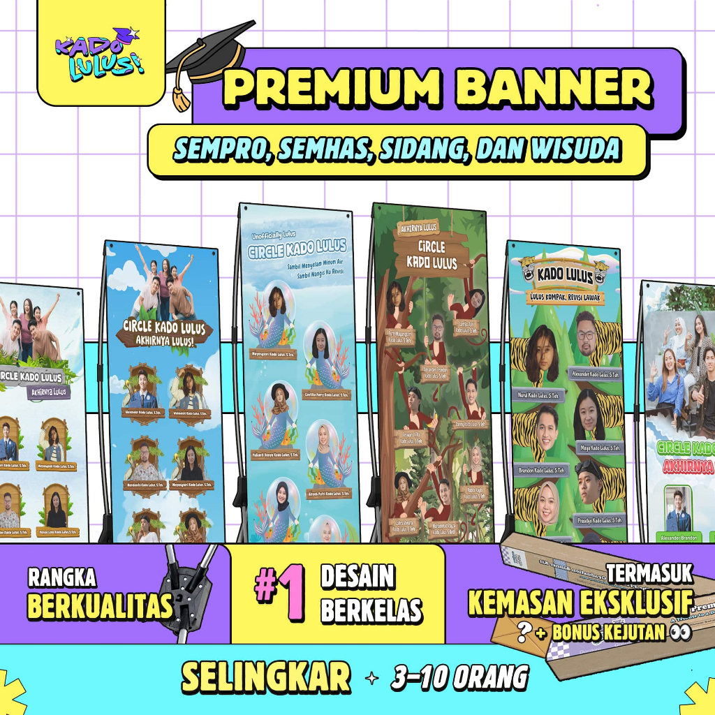 Jual KADO LULUS Premium Banner Spanduk Wisuda Sidang Skripsi Sempro ...