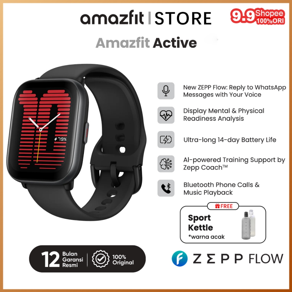 Jual Amazfit Official Active 42mm Smartwatch 1.75" HD AMOLED Display ...