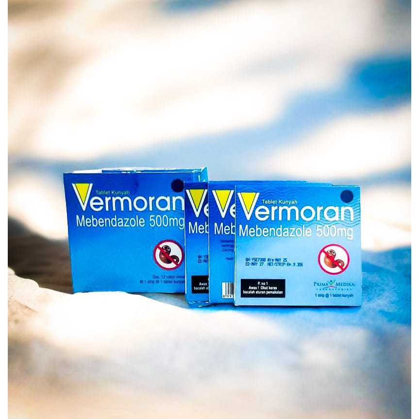 Jual Vermoran Mebendazole 500mg (1box isi 12 strip) / Obat Cacing (1 ...