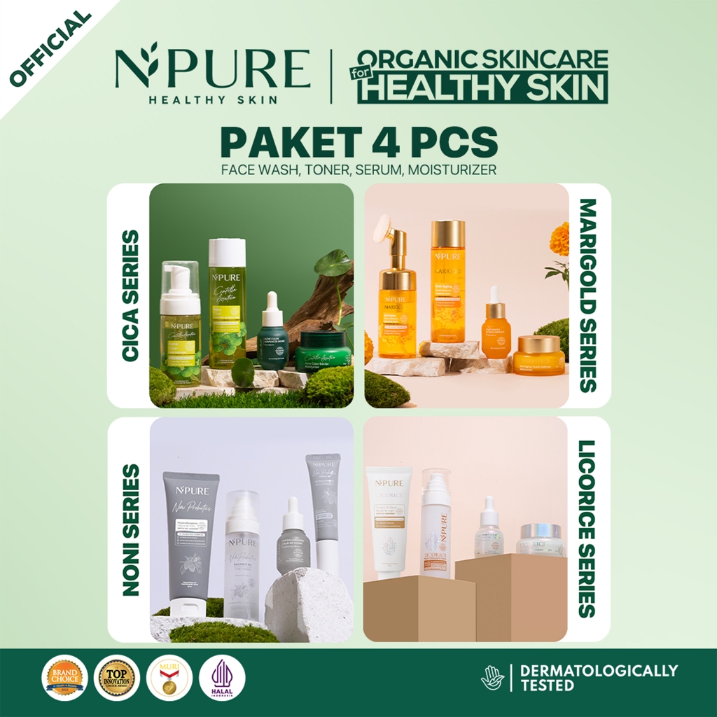 Jual PAKET 4PCS - NPURE Paket Face Wash + Toner + Serum + Moisturizer ...
