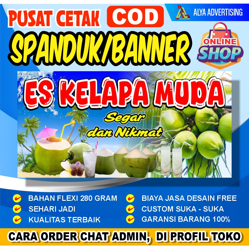 Jual spanduk jualan / spanduk jualan es kelapa muda | Shopee Indonesia