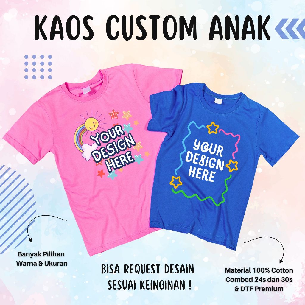 Jual KAOS KID KAOS ANAK CUSTOM SABLON DESAIN SESUAI KEINGINAN BISA ...