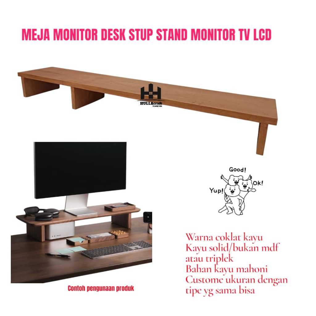 Jual Stand Monitor Panjang Meja Kayu Monitor Meja Komputer Laptop ...