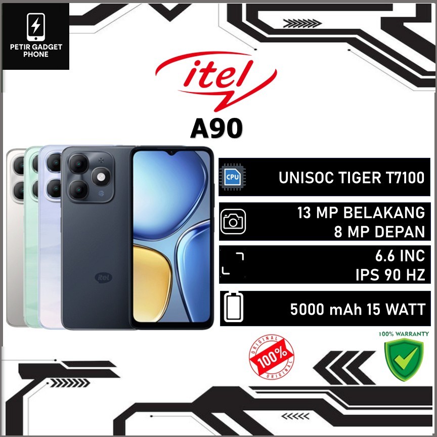 Jual ITEL A90 RAM 4 GB ROM 256 GB UNISOC T7100 6.6 INC IPS 90 HZ 13 MP ...