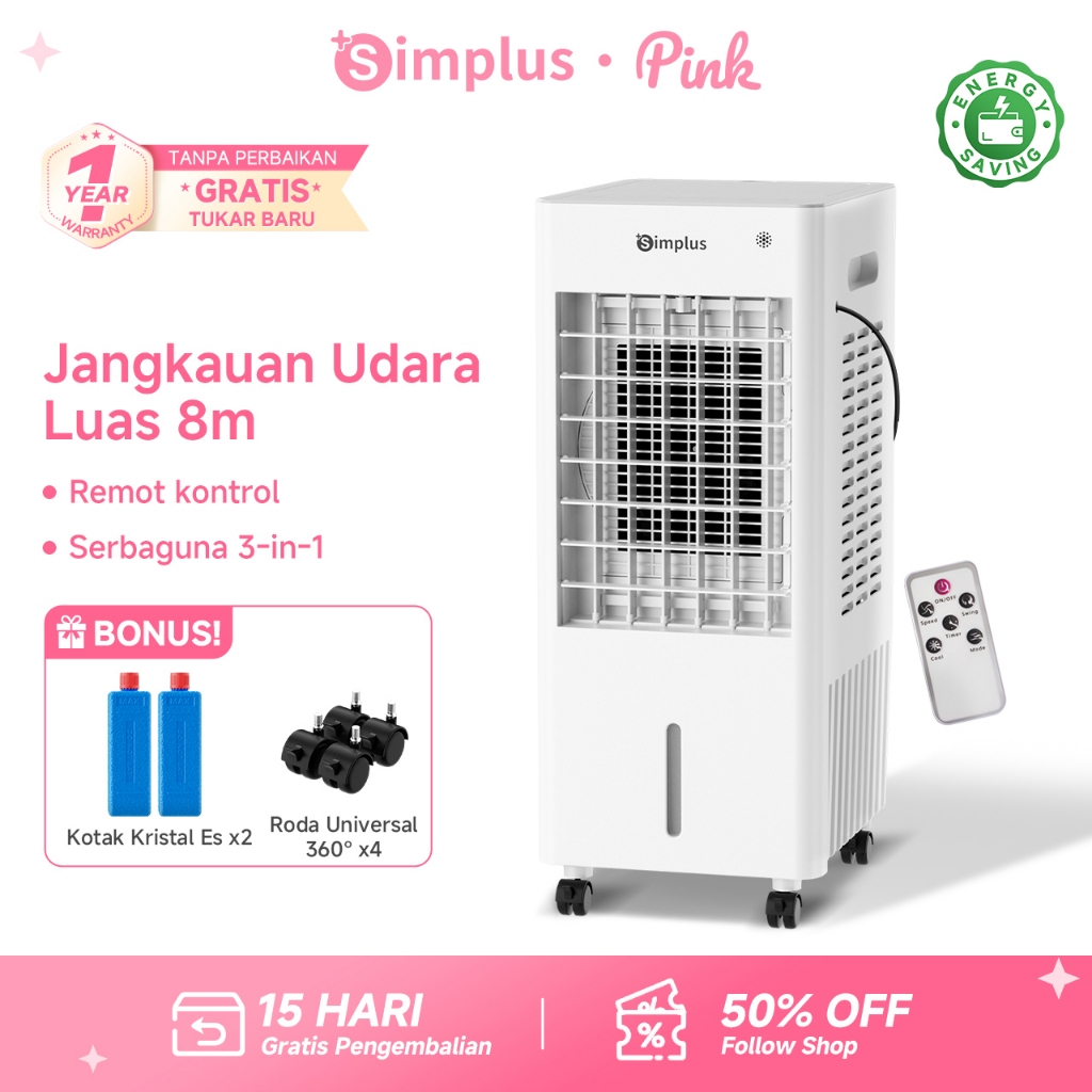 Jual Simplus Pink Air Cooler 10L Kipas dengan Remote Kontrol | Shopee Indonesia
