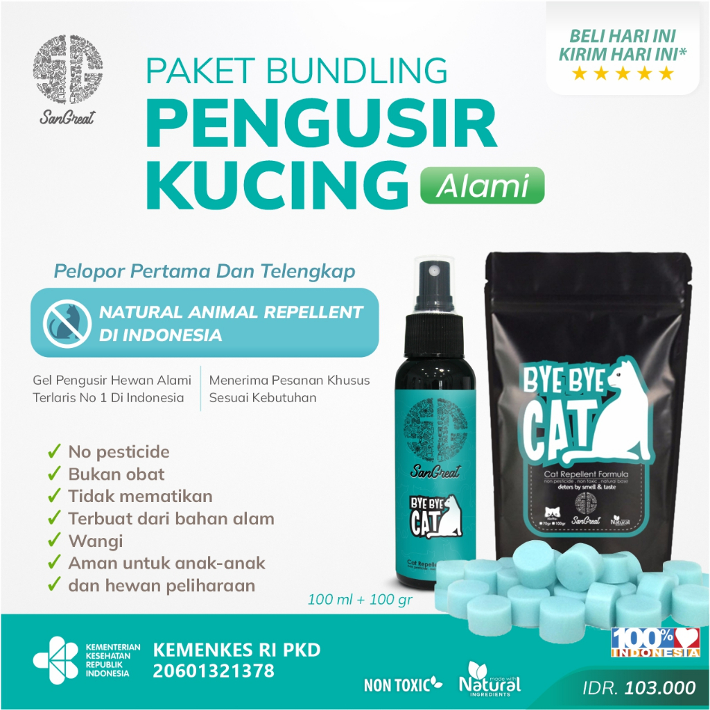 Jual Bundling alat pengusir kucing liar SanGrat Bye Bye Cat gel 100 gr ...