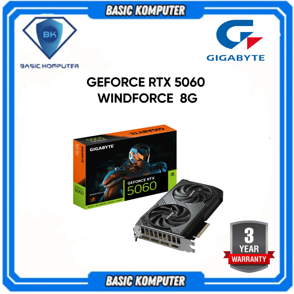 Jual VGA CARD GIGABYTE GeForce RTX 5060 WINDFORCE 8GB GDDR7 128BIT ...