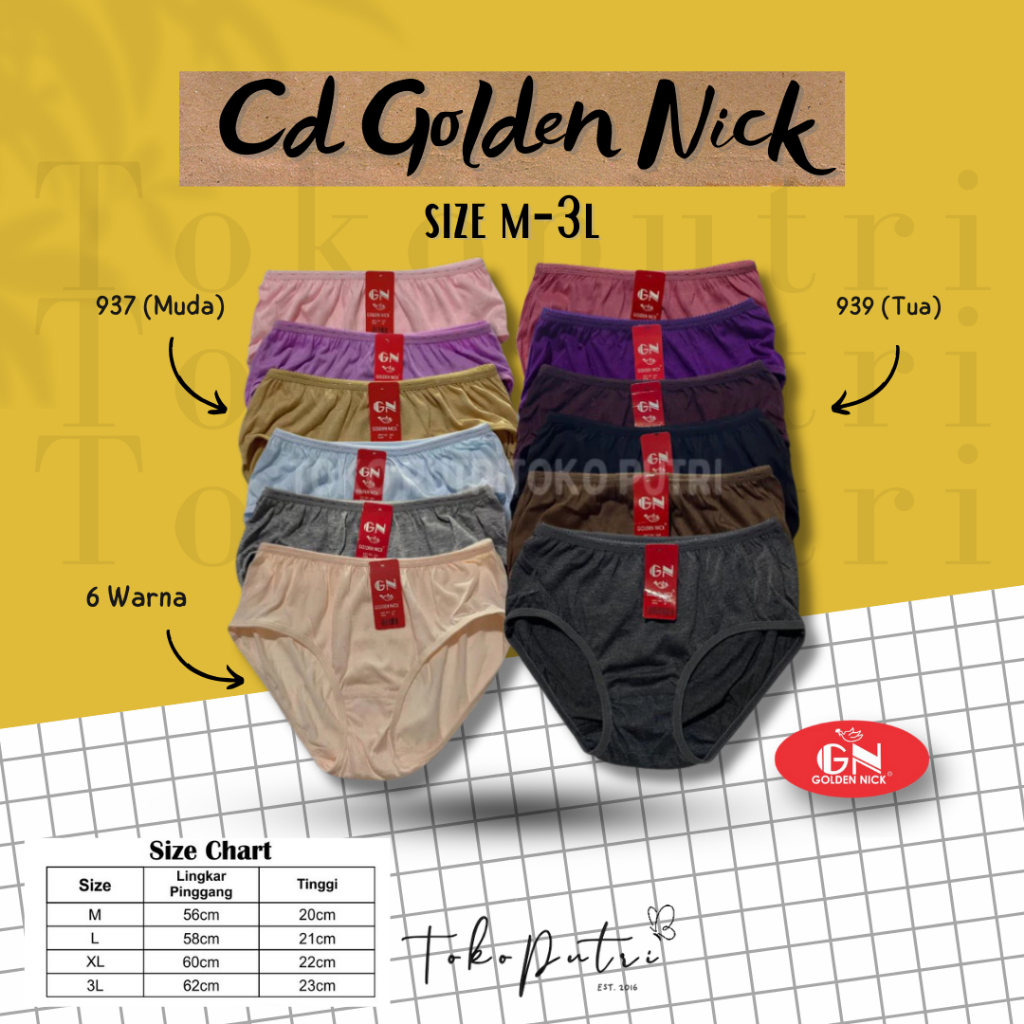 Jual tokoputri17 Grosir 12 PCS CD Celana Dalam Wanita Golden Nick 937 ...