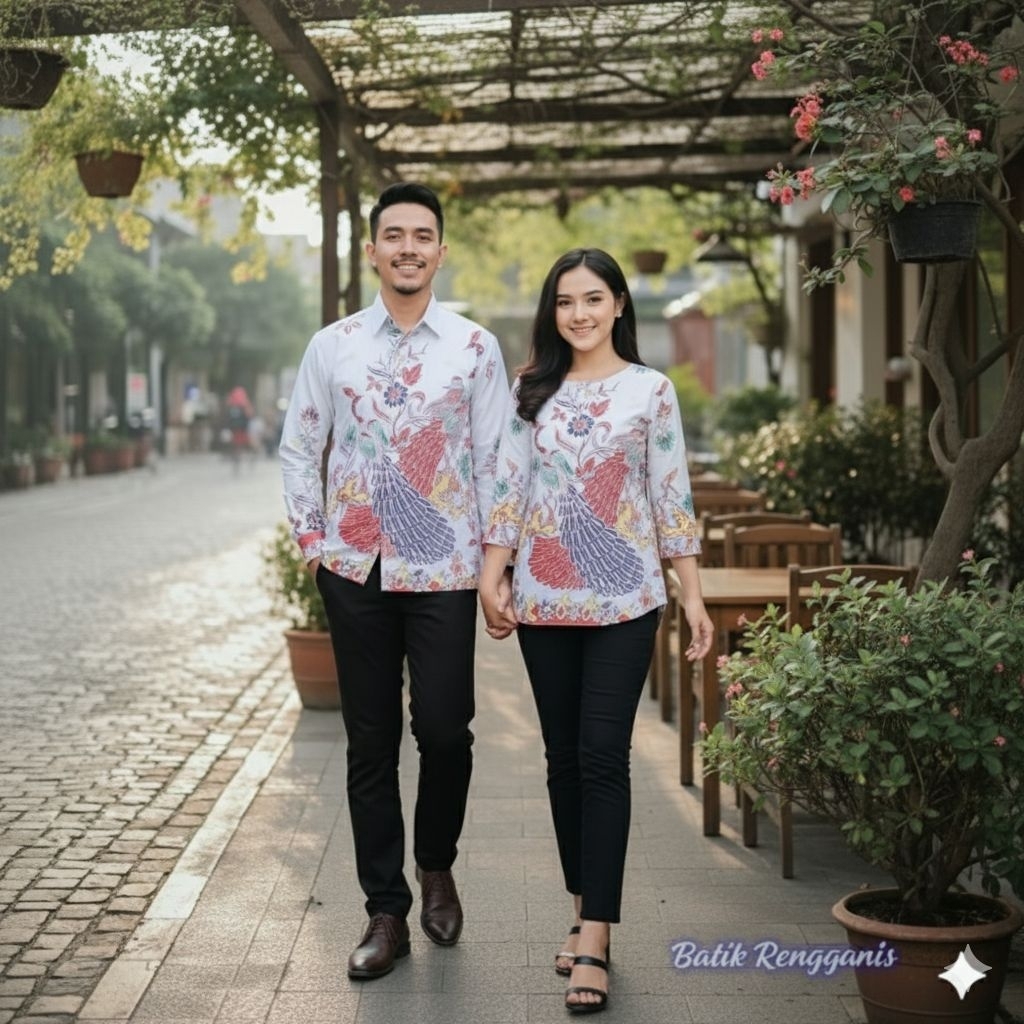 Jual Baju Couple Batik Modern Motif Merak – Kemeja Pria & Blouse Wanita ...