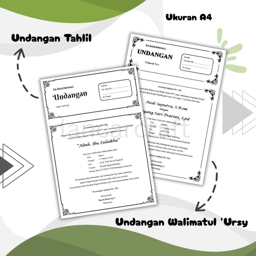 Jual Undangan Tahlil Undangan Haul 40 Hari | Undangan Tahlil 100 Hari ...