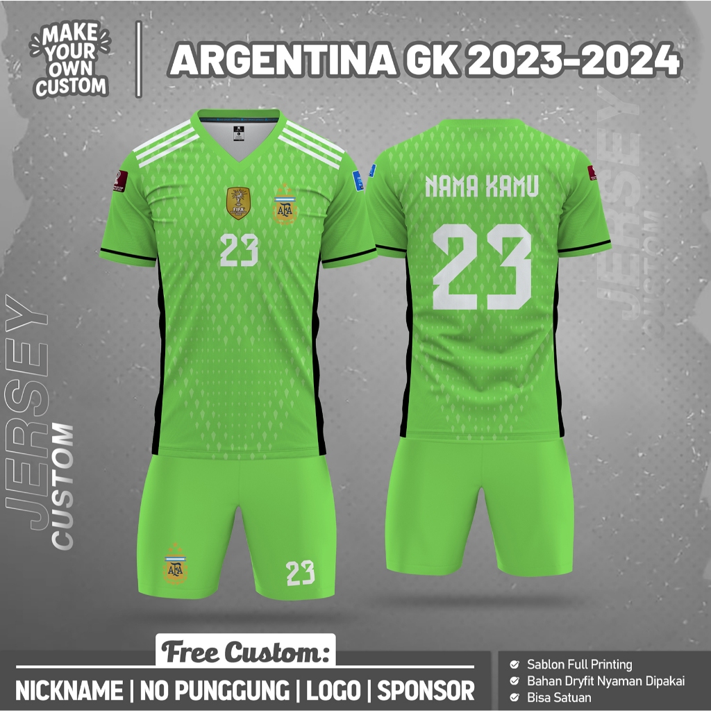 Jual JERSEY BOLA KIPER E.MARTINEZ 2023-2024 PENDEK Free Custom Nama dan ...