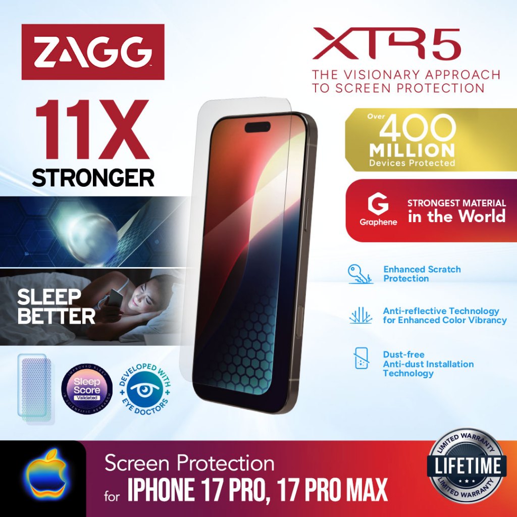 Jual ZAGG iPhone 17 Pro/Pro Max Tempered Glass - XTR5 Invisible Shield ...