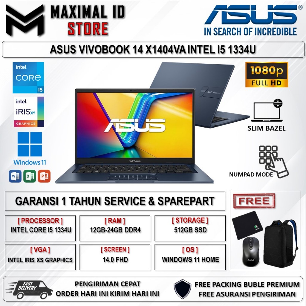 Jual Laptop Asus Vivobook X1404VA Intel Core I5 1334U 12GB 512GB SSD 14 ...