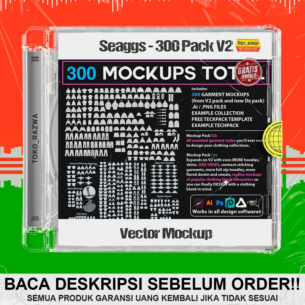Jual Vector Mockup - Seaggs - 300 Pack V2 - Clothing Mockup - 110925 ...