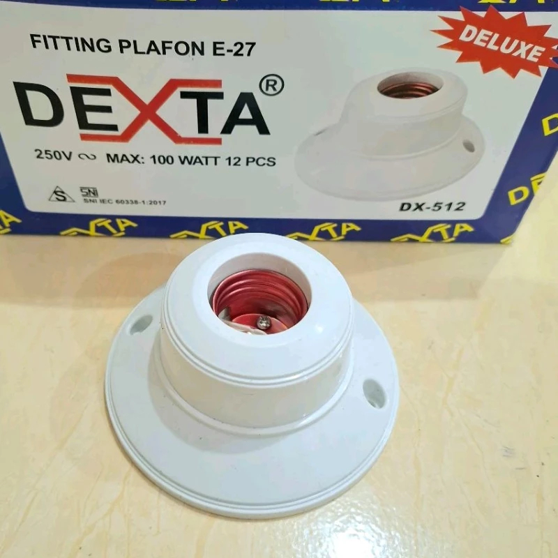 Jual (PAKET 12PCS) DEXTA Fitting Plafon Bulat Besar Putih Fiting Tempel ...