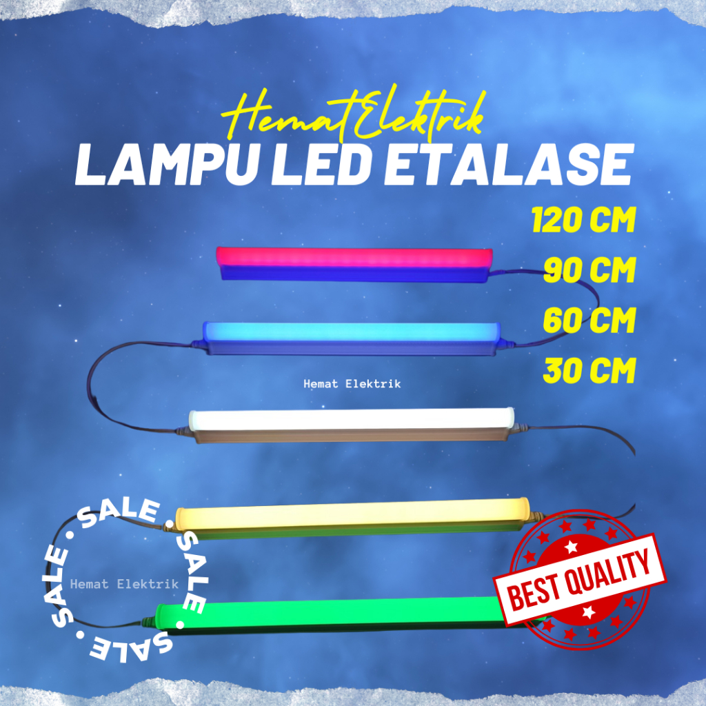 Jual Lampu T5 LED Lampu Etalase 30 60 90 120 CM Warna Merah Putih Hijau ...