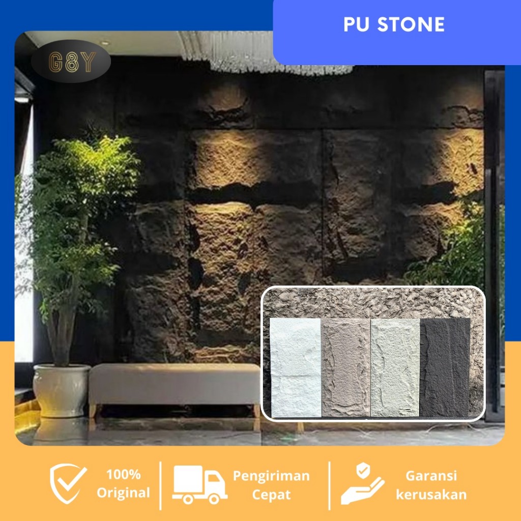 Jual PU Stone Panel Batu Alam 3D Dinding Estetik 60x120cm Desain ...
