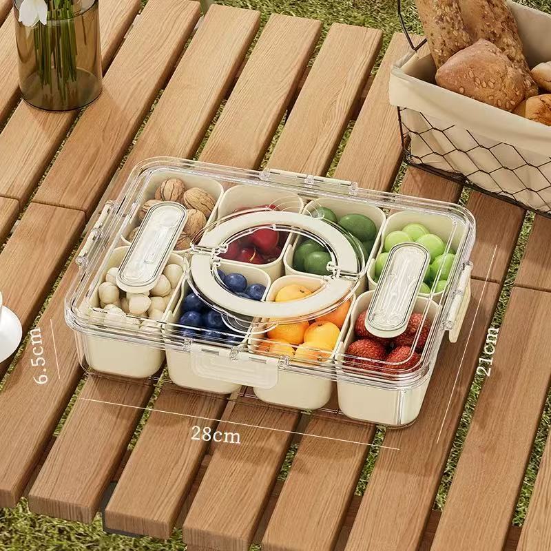 Jual Divided snack boxes with lids, stackable food trays for fruits and ...