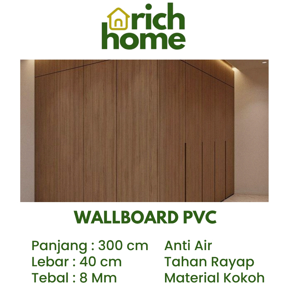 Jual Wallboard pvc 40cm x 290cm x 8mm / Wallboard Partition Dinding ...