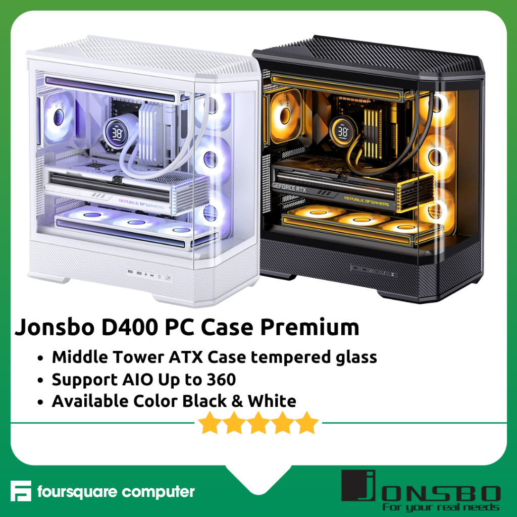 Jual Jonsbo D400 Middle Tower ATX Case Tempered Glass | Casing CPU ...