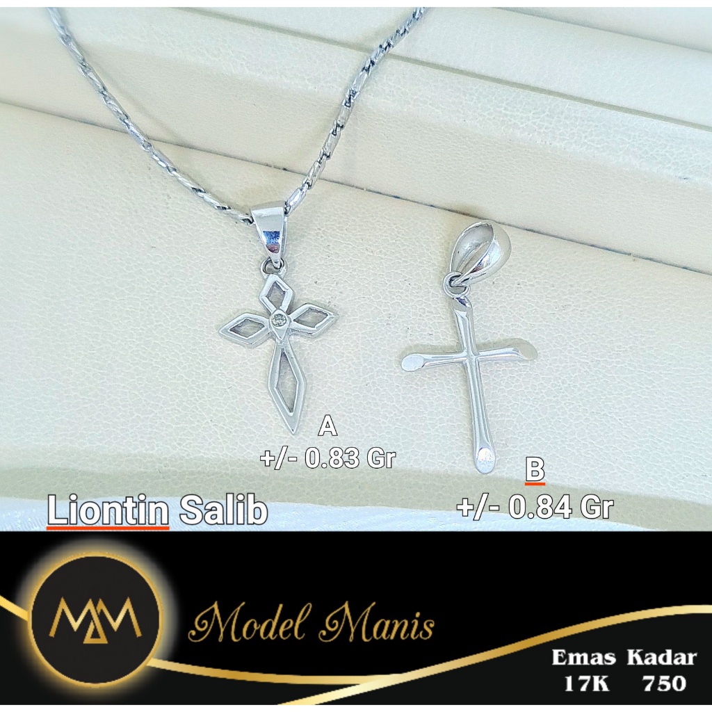Jual Model Manis Gold - Liontin Salib Variasi Putih - Emas 17k 750 ...