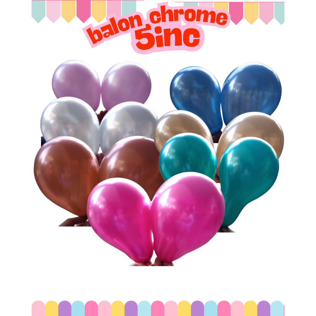 Jual 1 pcs Balon Latex Chrome 5 Inch balon ulang tahun chrome ukuran ...