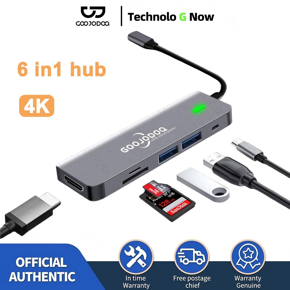 Jual Goojodoq Adapter Konverter Usb Tipe C Ke Usb 3.0 Hd Pd 6 In 1 ...