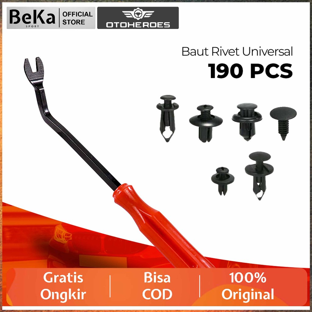 Jual OTOHEROES Baut Rivet Universal Car Pin Fasteners Clip 190 PCS ...