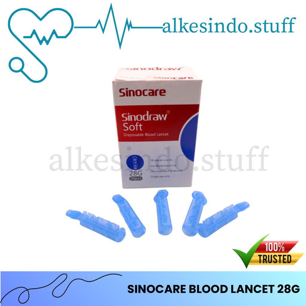 Jual Sinocare Sinodraw Blood Lancet 28G isi 50 pcs Soft Twist Jarum ...