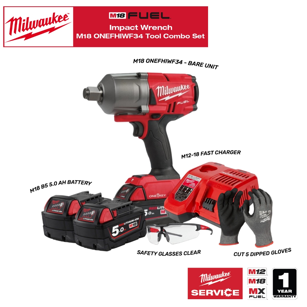 Jual Milwaukee Combo Set M18 ONEFHIWF34 Anvil High Torque Impact Wrench ...