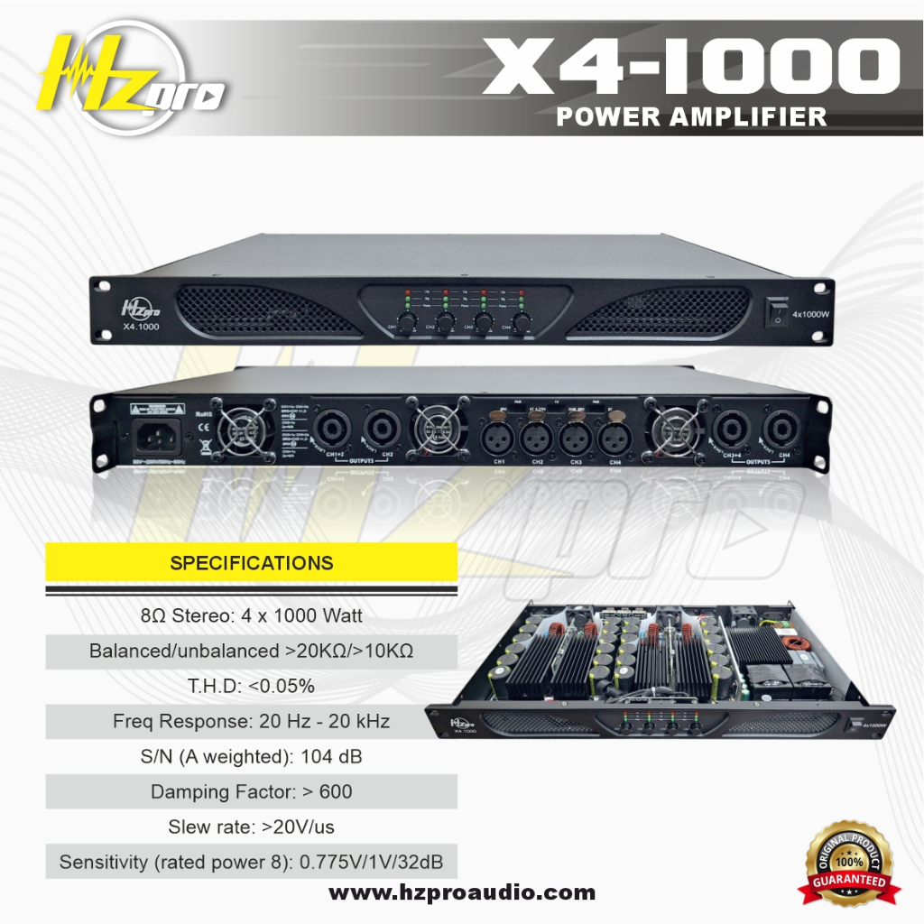 Jual POWER AMPLIFIER HZ PRO X4-1000 ORIGINAL (4X1000 WATT) | Shopee ...