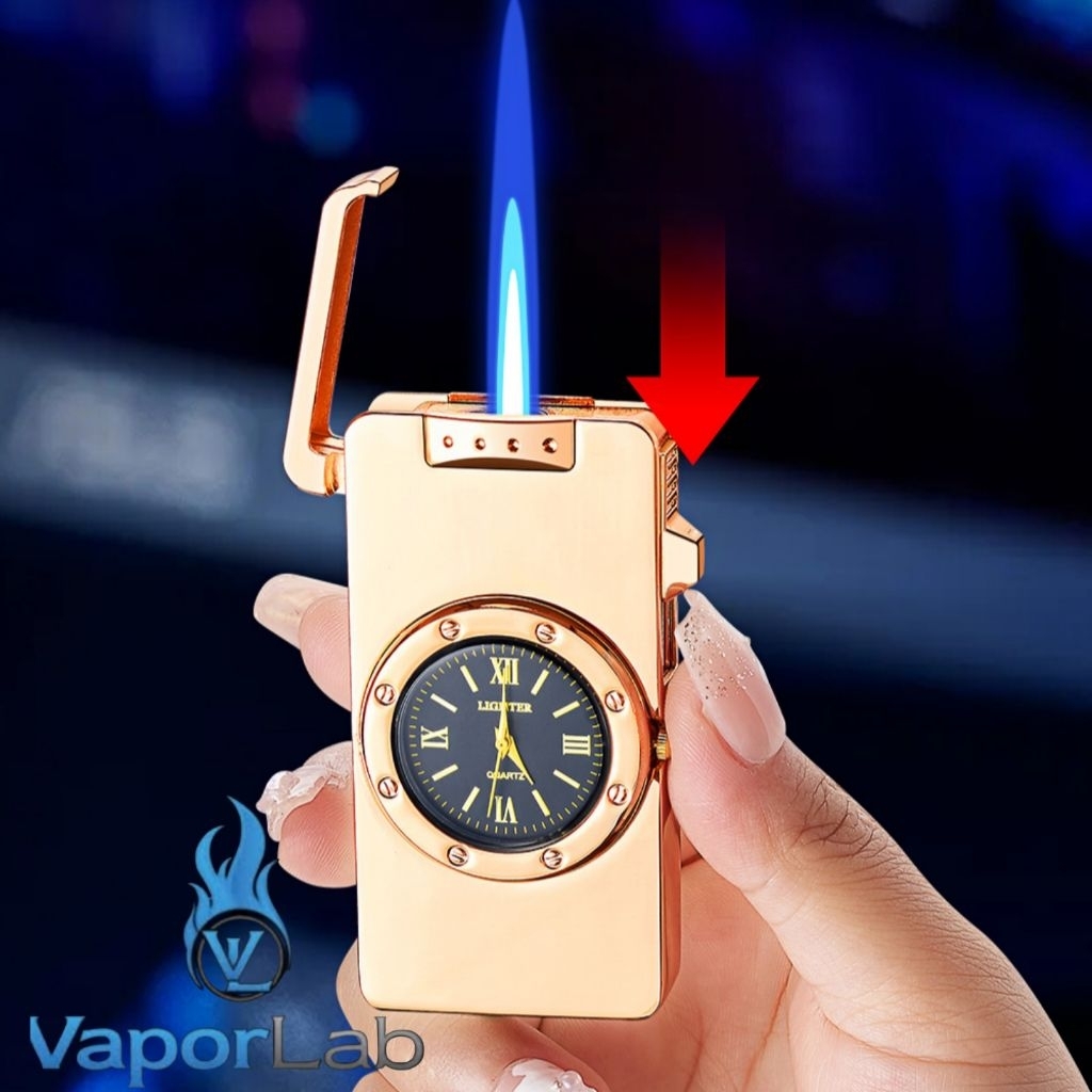 Jual korek api gas bara las model jam jet torch watch lighter gift box ...