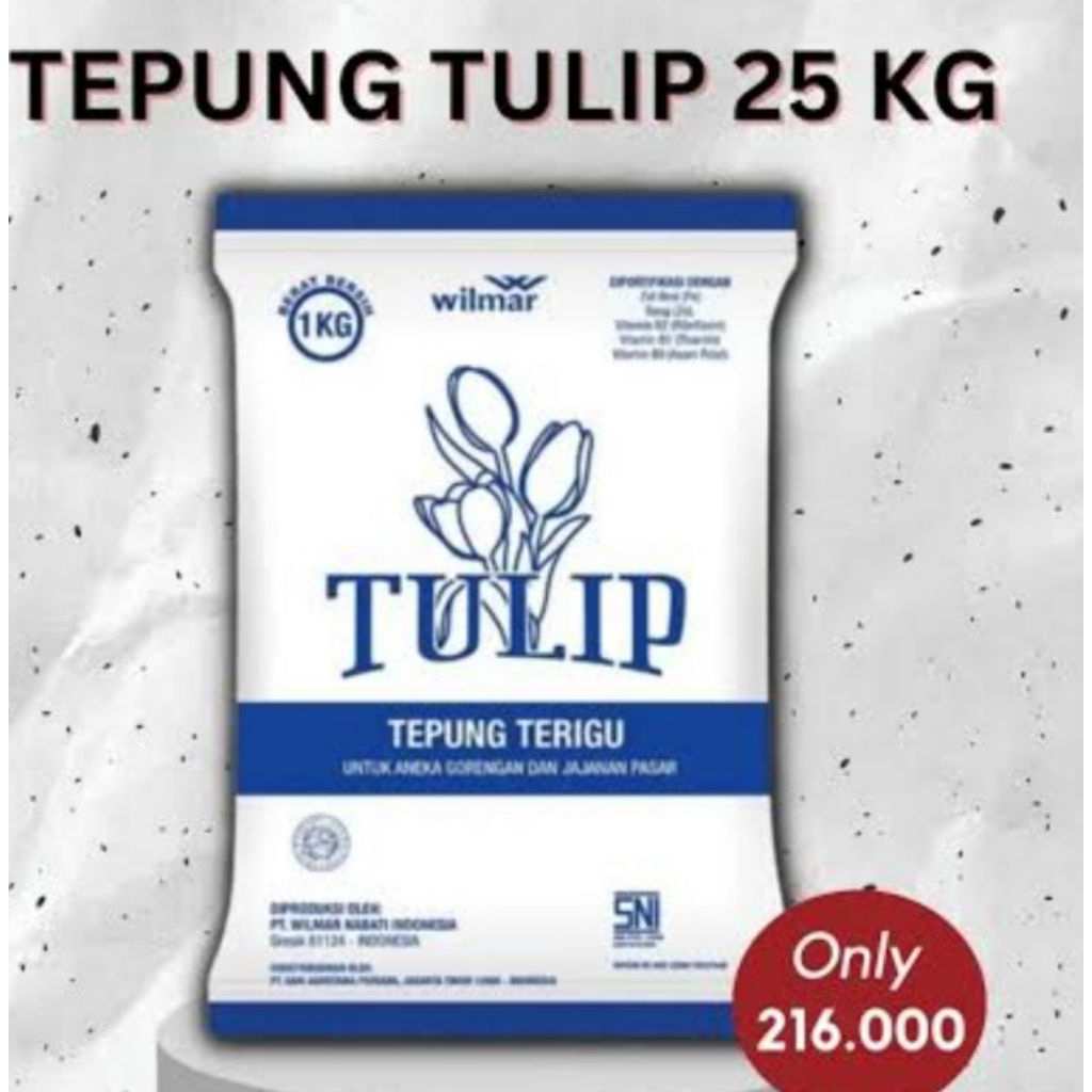 Jual TEPUNG TERIGU TULIP 25 KG/1 SAK/1 KARUNG BERAT ISI 25 KG | Shopee ...