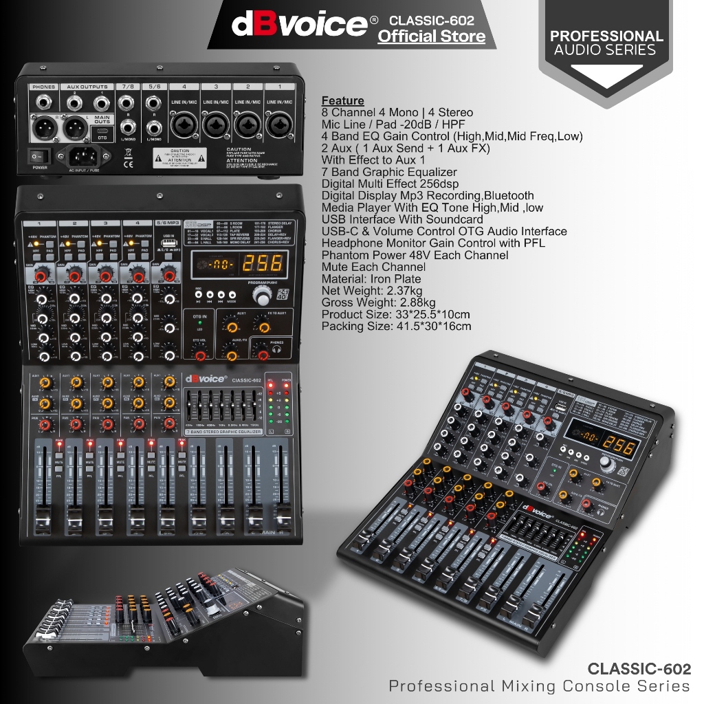 Jual Professional Mixer 8Ch 4Mono 4Stereo 256dsp Effect with OTG ...