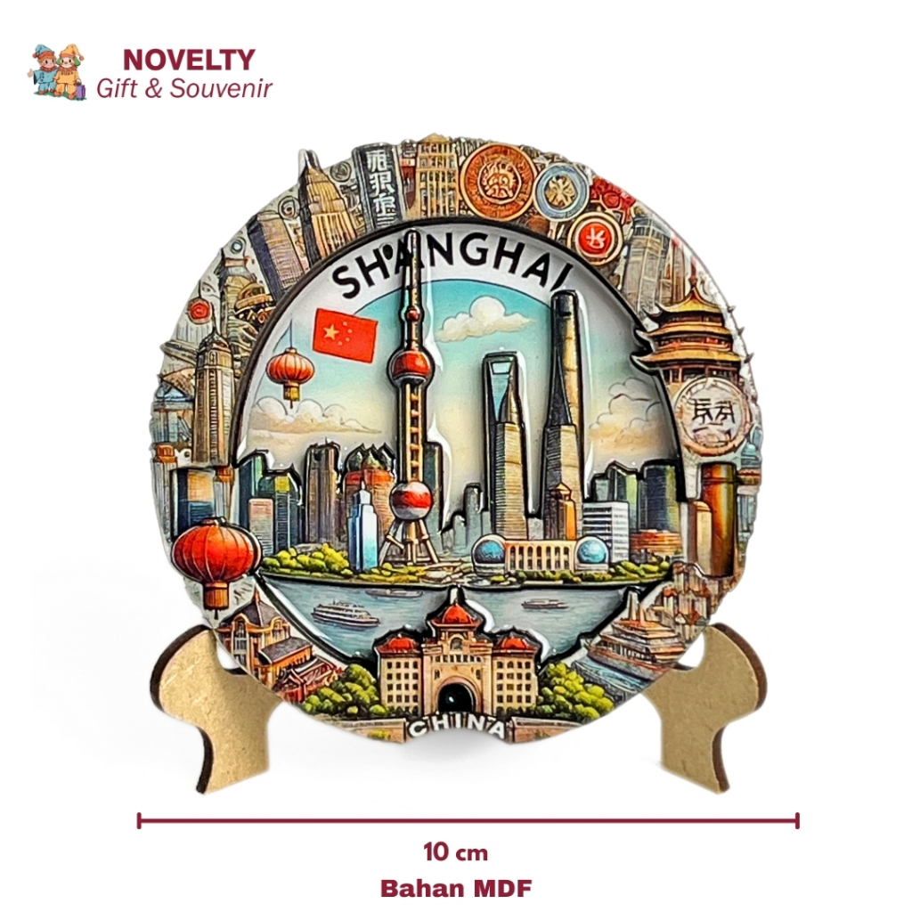 Jual Souvenir Piring Pajangan Shanghai MDF Oleh Oleh Negara China ...