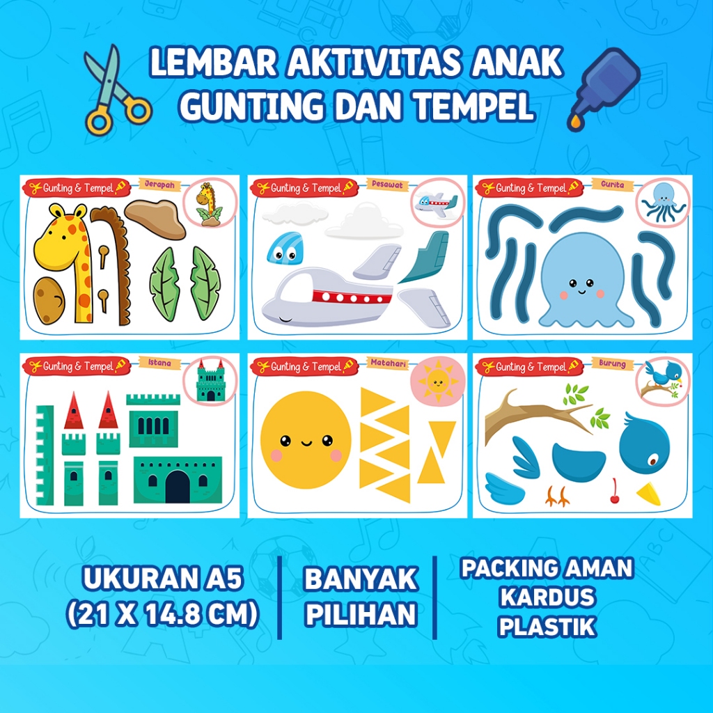 Jual Gunting dan Tempel Lembar Aktivitas Anak Cut And Glue - Worksheet ...