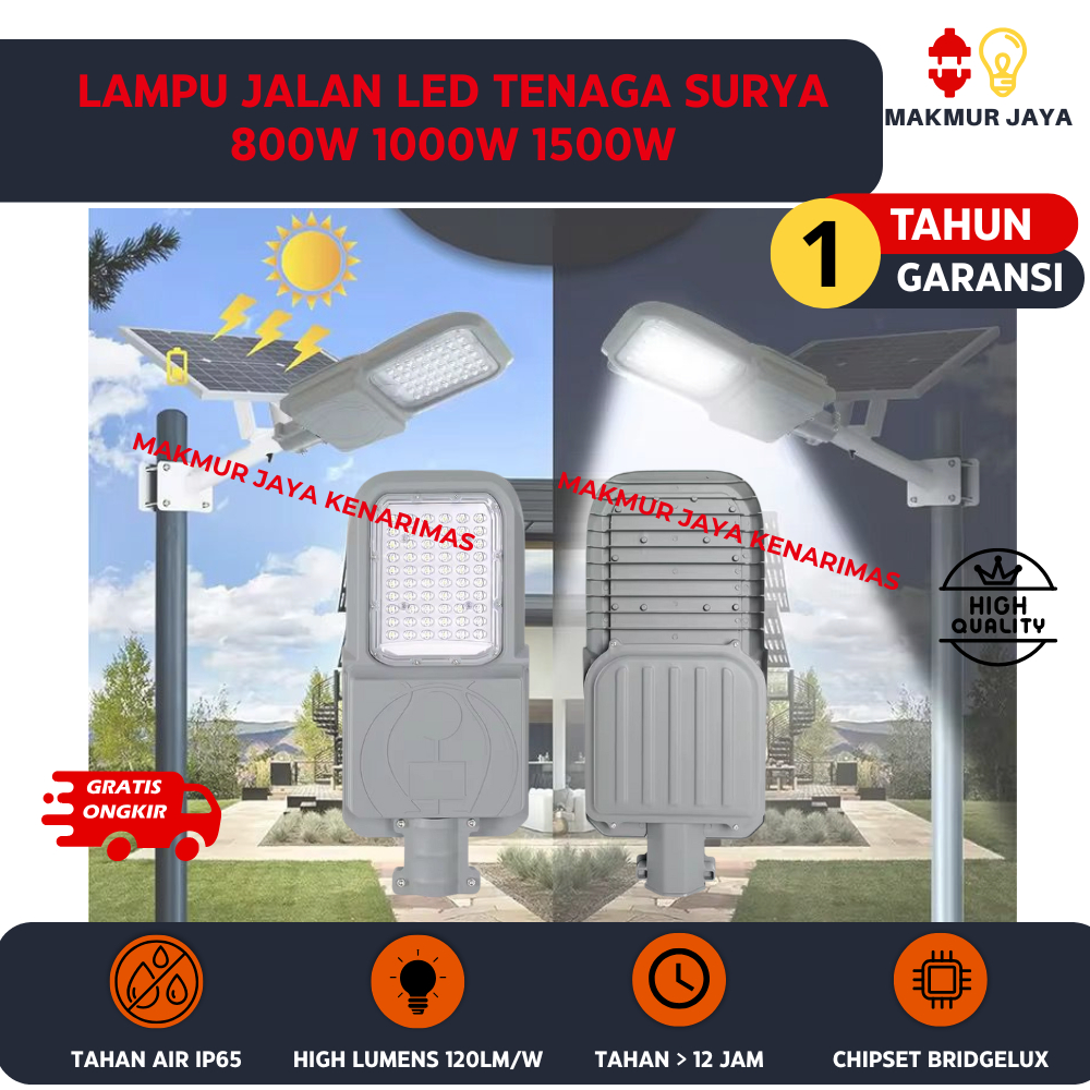 Jual Lampu Jalan PJU Solar 70 120 800 1000 1500 W LED TENAGA MATAHARI ...