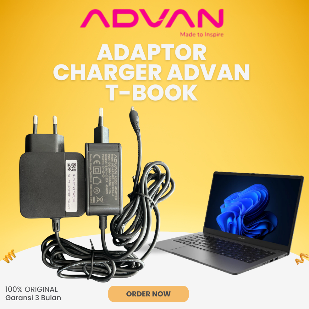 Jual ADAPTOR CHARGER LAPTOP ADVAN T BOOK ORIGINAL GARANSI 3 BULAN ...