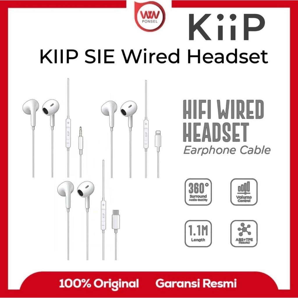 Jual KIIP SIE Wired Earphone (no karet) Headset Kabel 110cm Aux 3.5mm ...