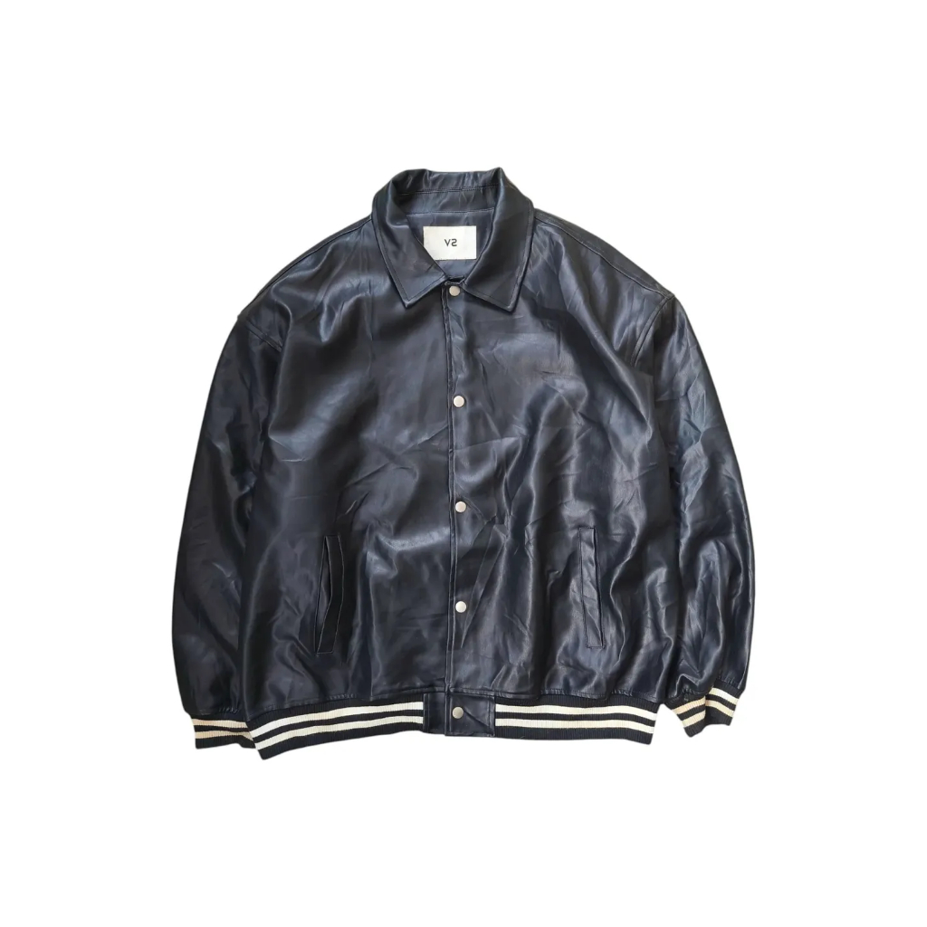 Jual V2 - Jaket Pria Jaket Kulit Pria Jaket Varsity Kulit Pria Hitam ...