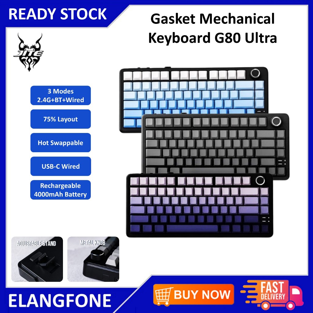 Jual JITE G80 Ultra Mechanical Keyboard Gaming Gasket Hot Swappable 75% ...