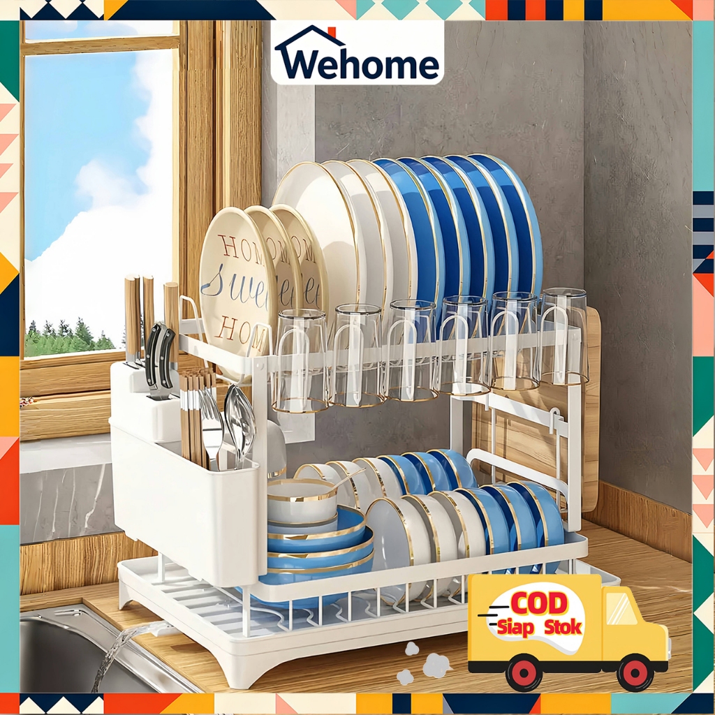 Jual Wehome Rak Piring Rak Cuci Piring Penyimpanan Dapur Dish Rack Muat ...