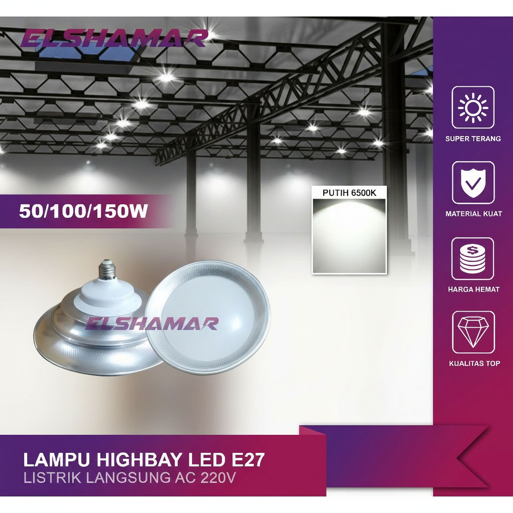 Jual Lampu LED Highbay 50W 100W 150W Terang Cocok Untuk Lapangan ...