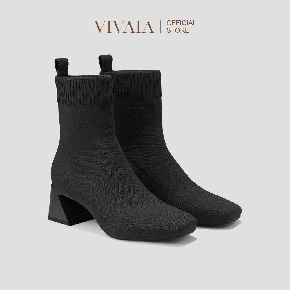 Jual VIVAIA Sepatu Wanita Square-Toe Water-Repellent Block Heeled Boots ...