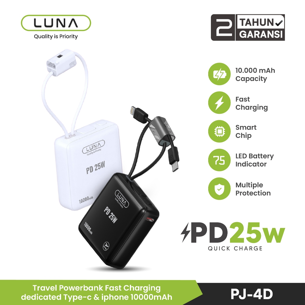 Jual [Diskon pengiriman]LUNA Power Bank 25W 10000mAh PD3.0 Travel Size ...